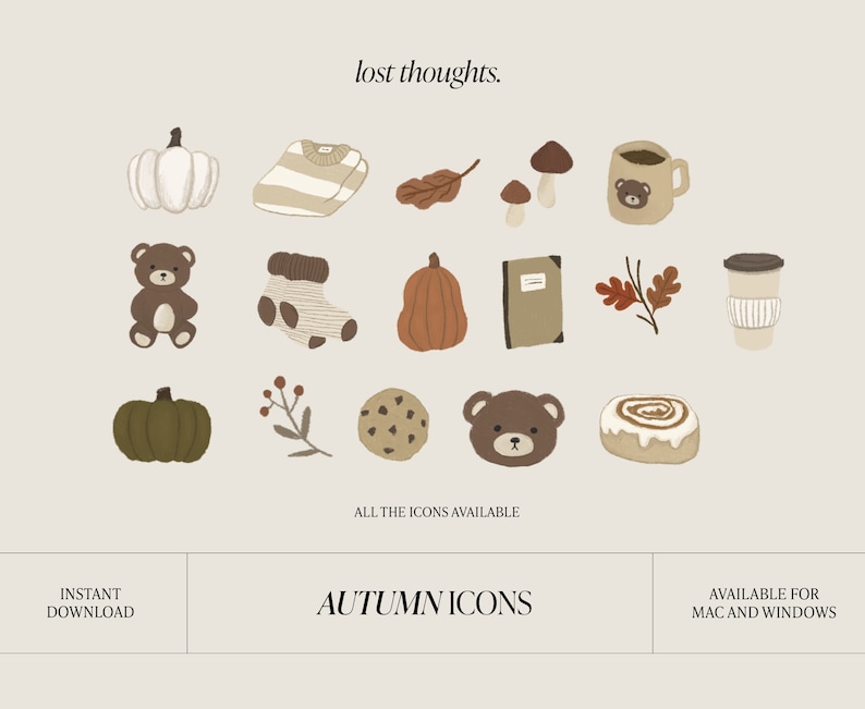 FALL Desktop Folder Icons for Mac & Windows | Aesthetic Organizing ...