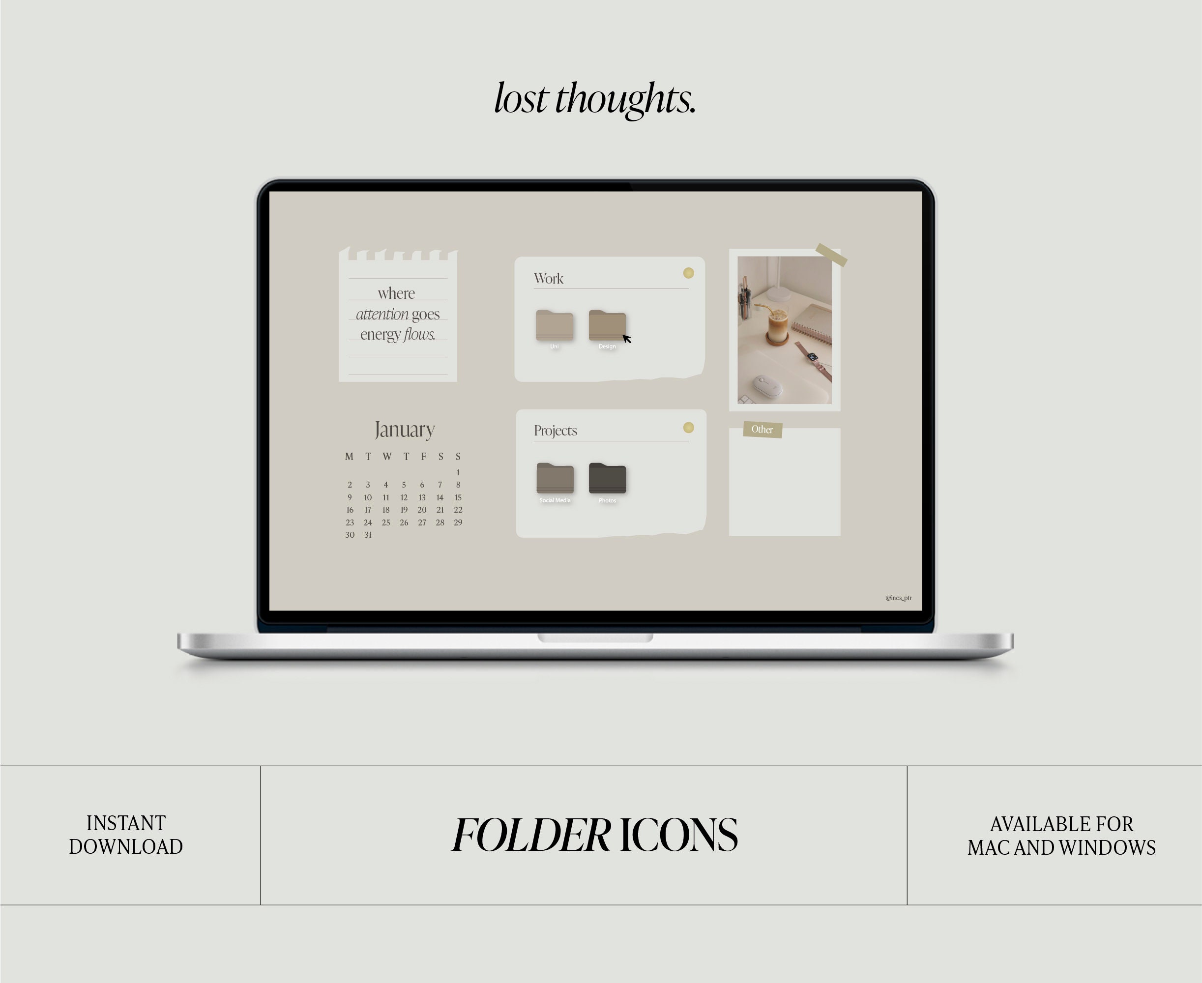 Desktop Folder Icons for Mac & Windows | Aesthetic Organizing Icons ...