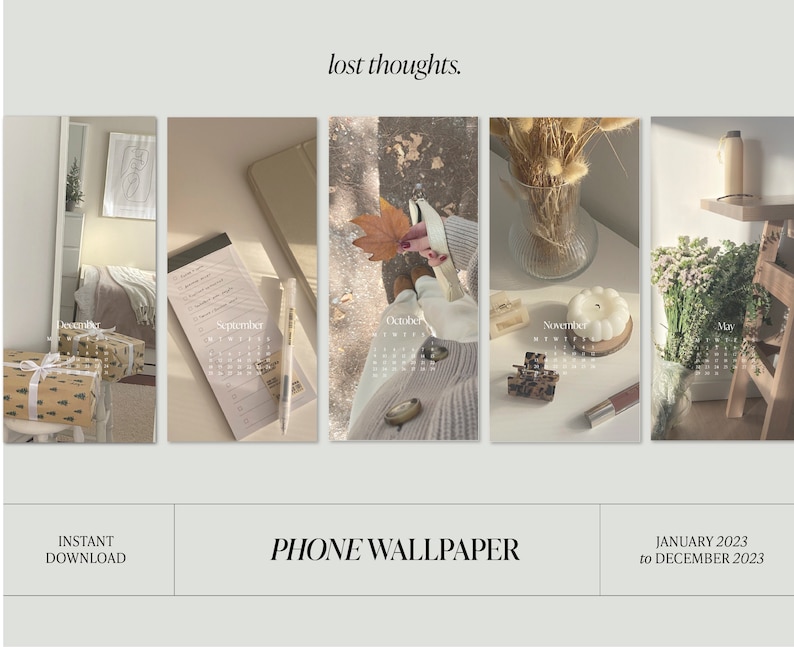 2023 Monthly Phone Calendar Wallpaper Minimalist & Neutral for Instant ...