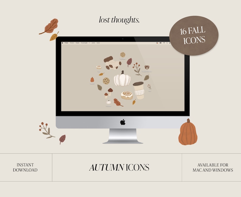 FALL Desktop Folder Icons for Mac & Windows | Aesthetic Organizing ...