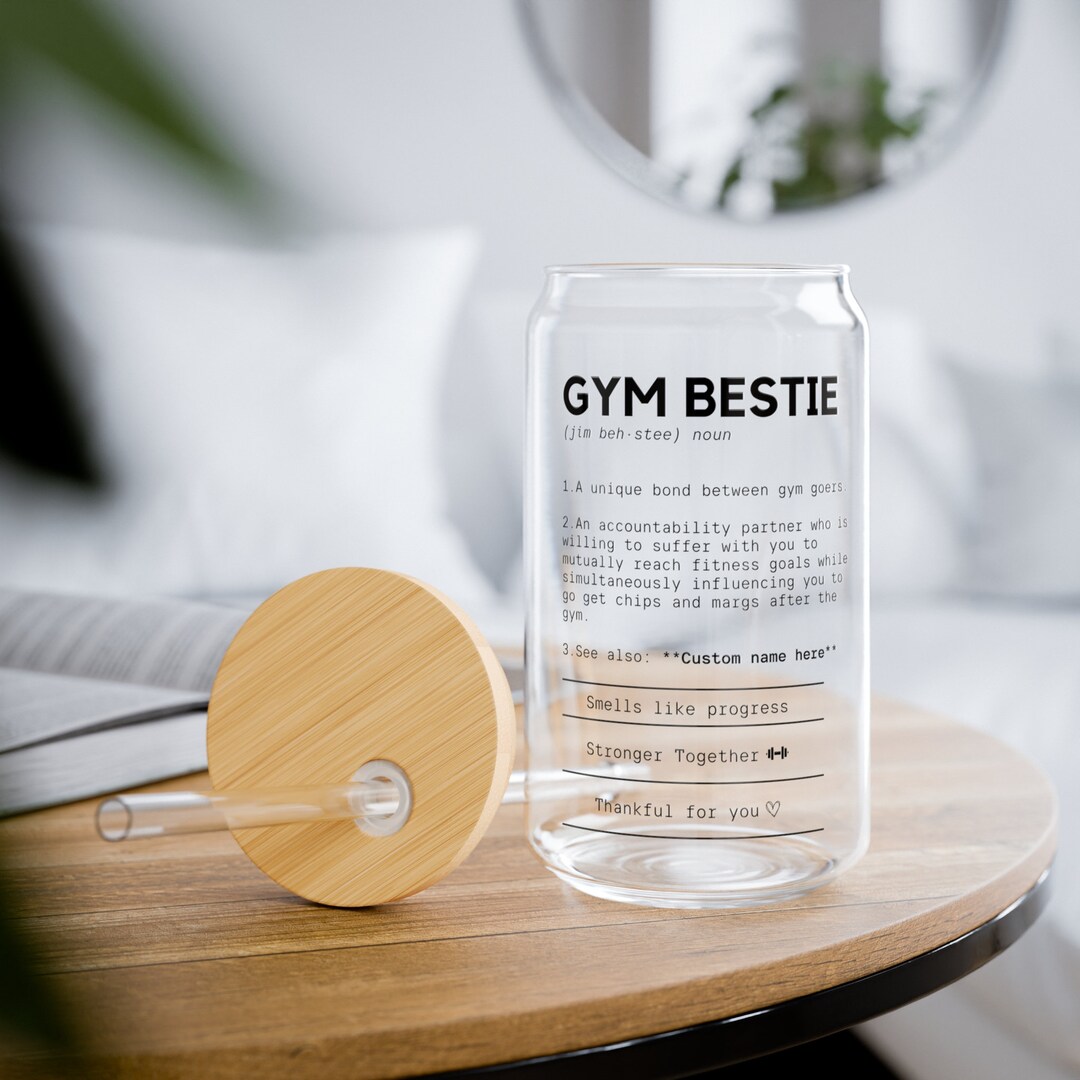 Gym Bestie Glass, Workout Libbey Cup, Custom Gift, Smoothie Glass ...