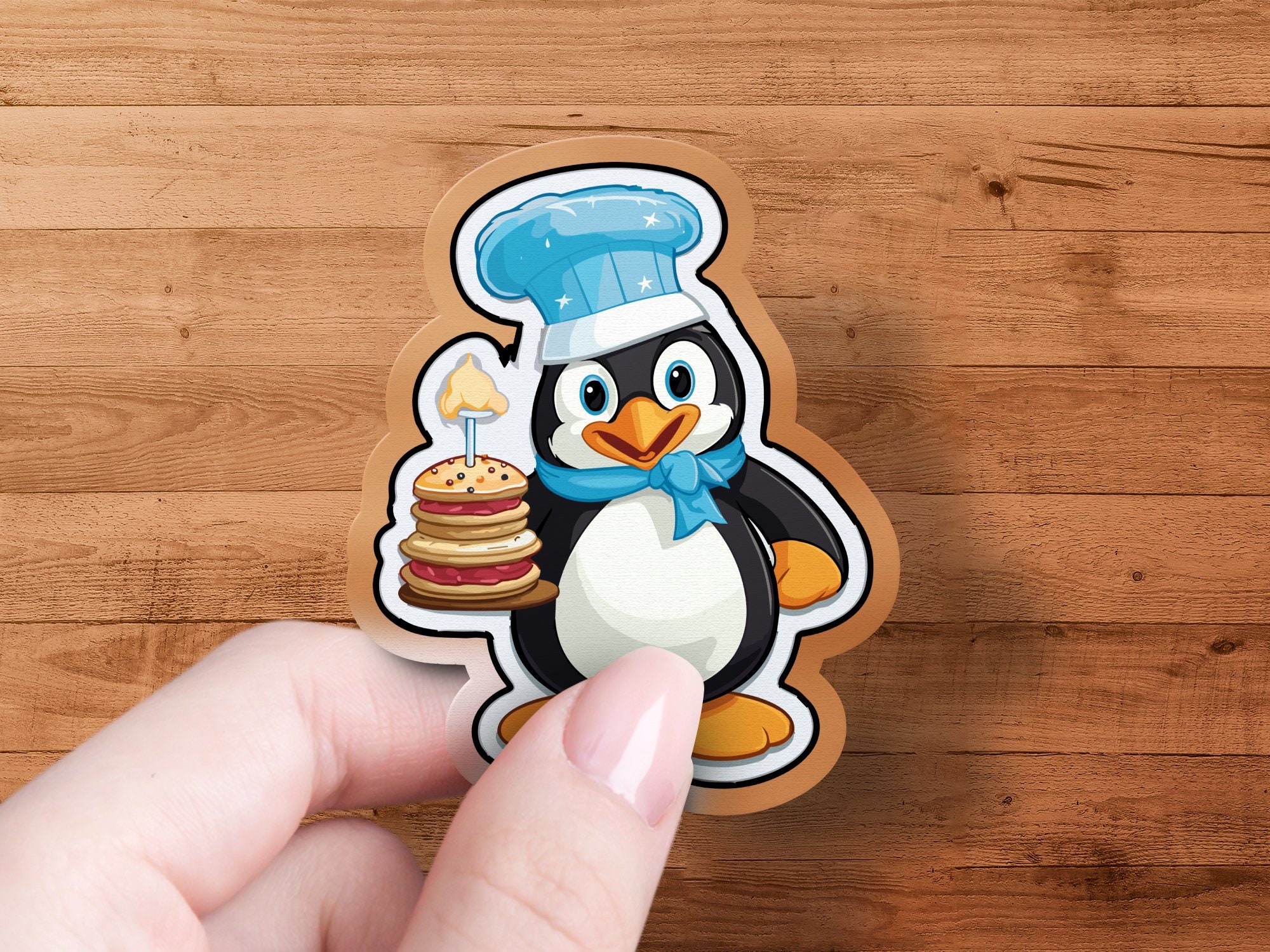 Digital Penguin Sticker, Baker, SVG & PNG, Notebook, Scrapbooks ...