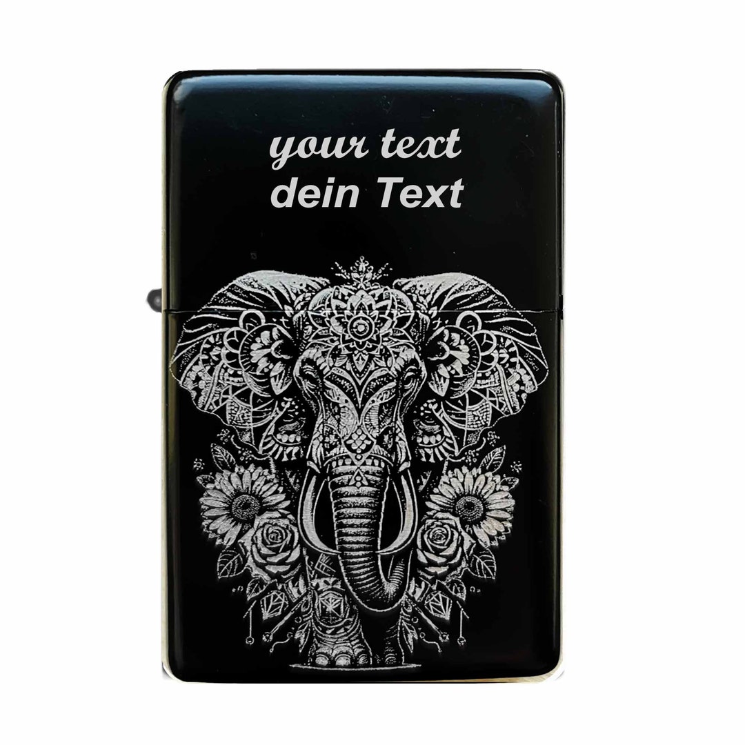 Elephant Lighter With Engraving Elephant Tattoo Illustration Wild ...