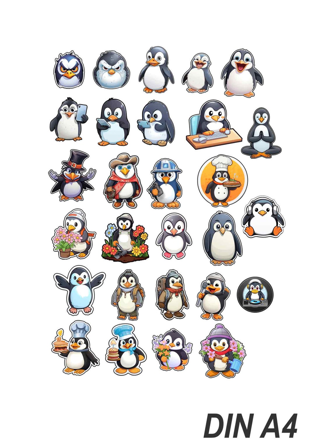 Funny Cartoon Penguin Stickers Self-adhesive 28 High-quality Stickers ...