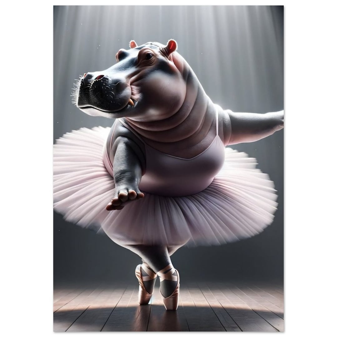 Hippo in Tutu Dancing Ballet, Funny Animals, Animal Cartoon Hippo ...