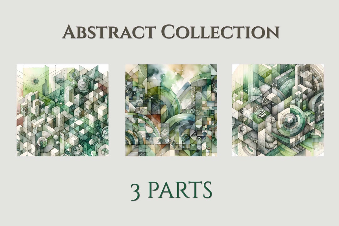 Abstract Green: Three-part Poster Collection Watercolor Style Green ...