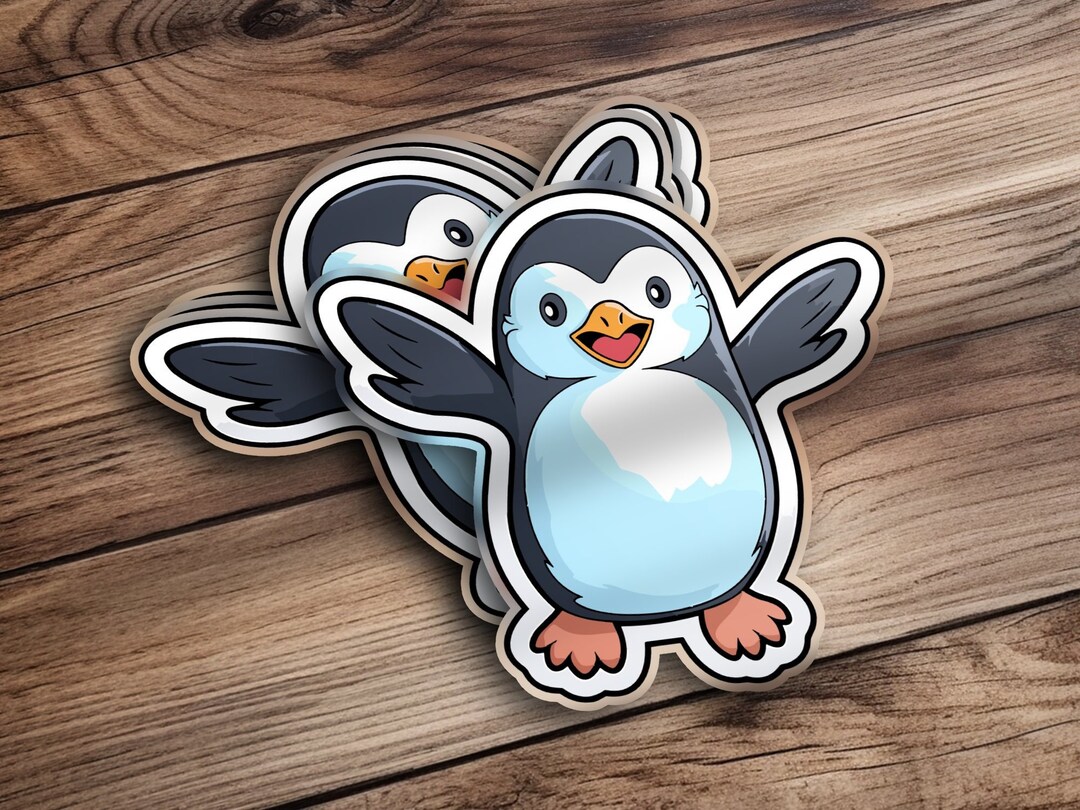 Digital Penguin Sticker, Happy Funny, SVG & PNG, Notebook Scrapbooks ...
