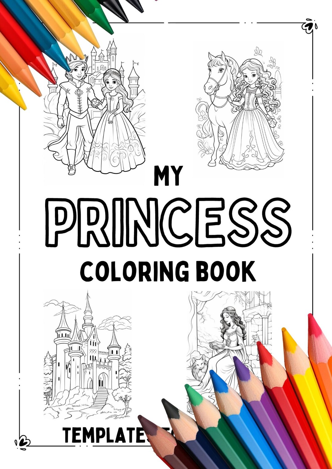 27x Princess to Color In, Coloring Pages for Children, Kids Coloring ...