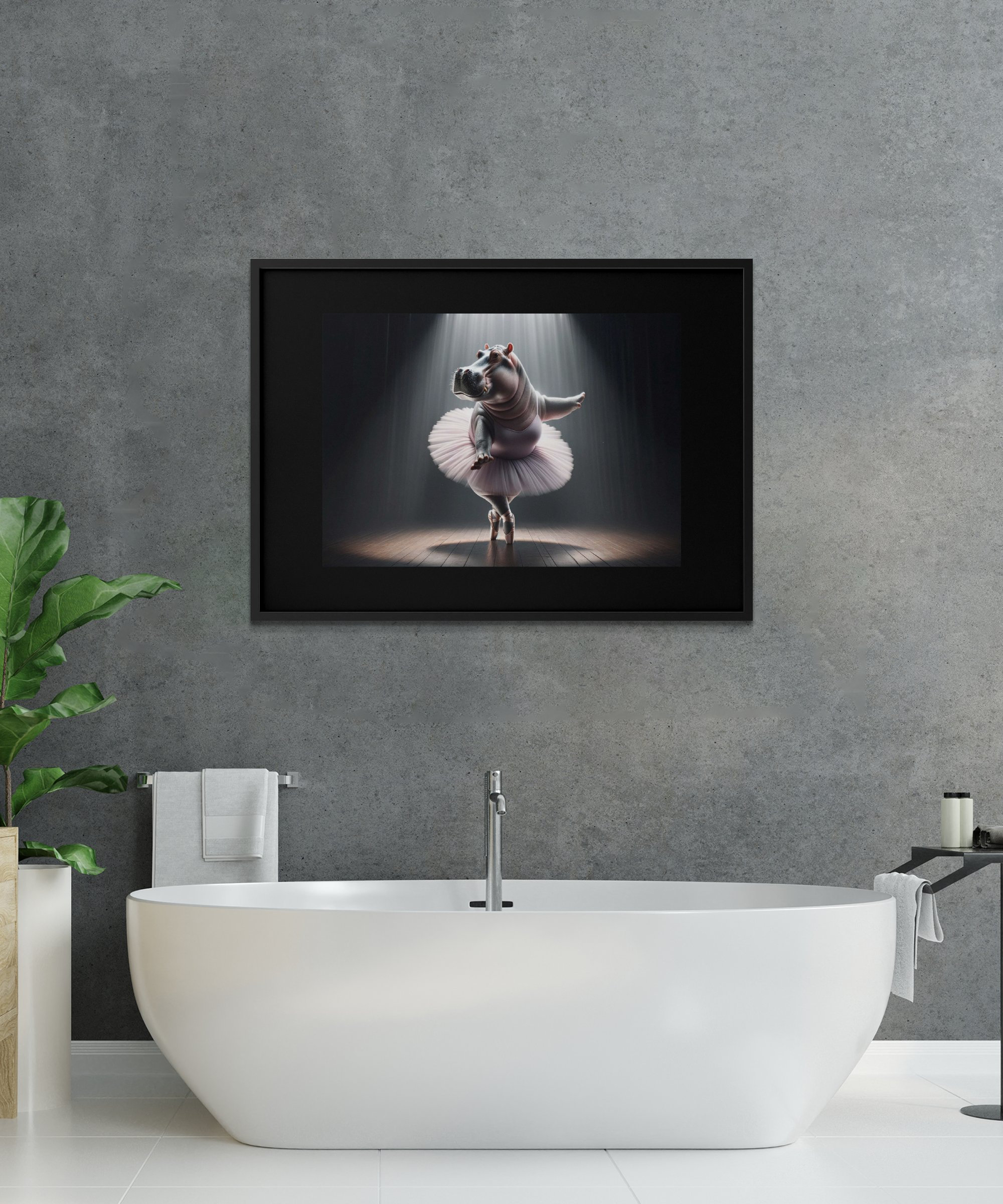 Dancing Hippopotamus Ballet Spotlight Funny Animals Wall Art Hippo ...