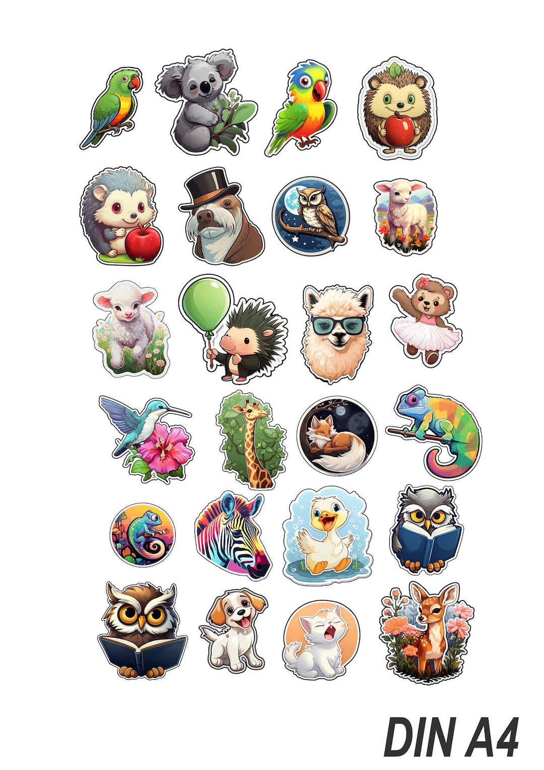 Funny Animal Stickers Self-adhesive 24 High-quality Stickers for Cell ...