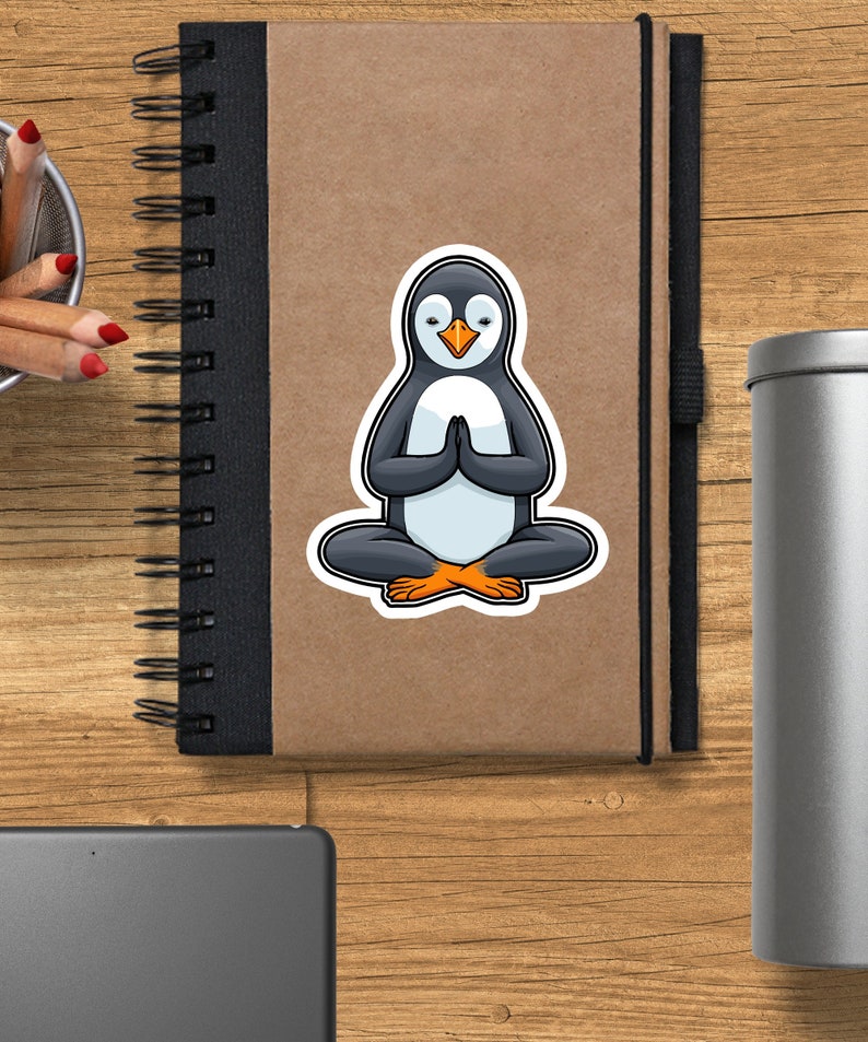 Digital Penguin Sticker Yoga Pose SVG & PNG Notebook - Etsy