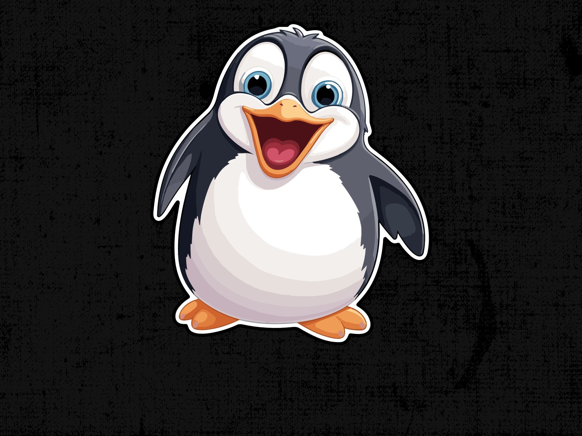 Digital Penguin Sticker, Laugh Happy, SVG & PNG, Notebook Scrapbooks ...