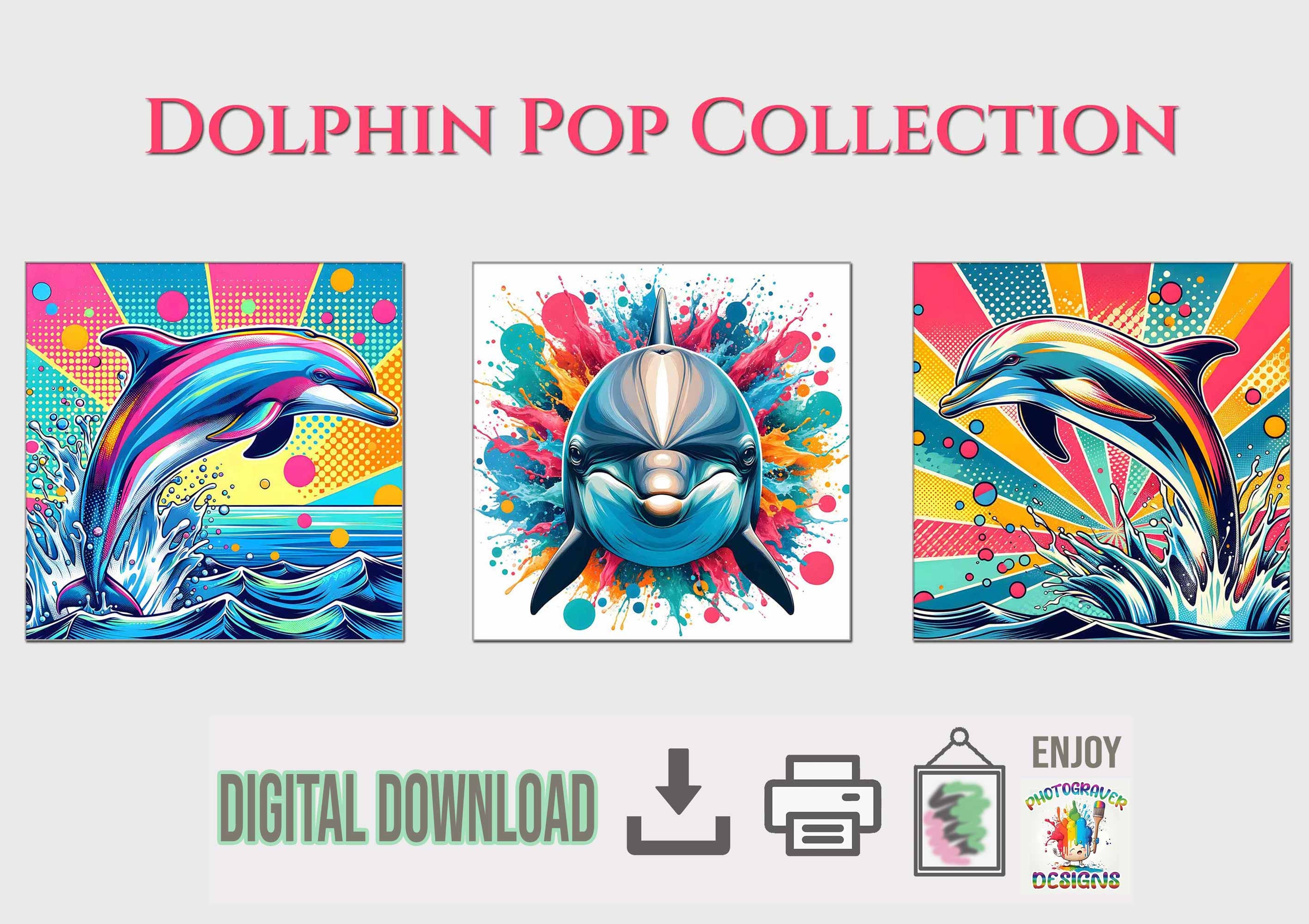 3-teiliges Delfin POP Art Poster Set farbenfrohe Delfin Poster ...