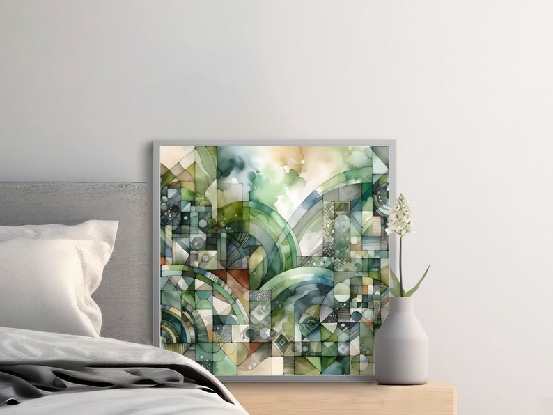 Abstract Green: Three-part Poster Collection Watercolor Style Green ...