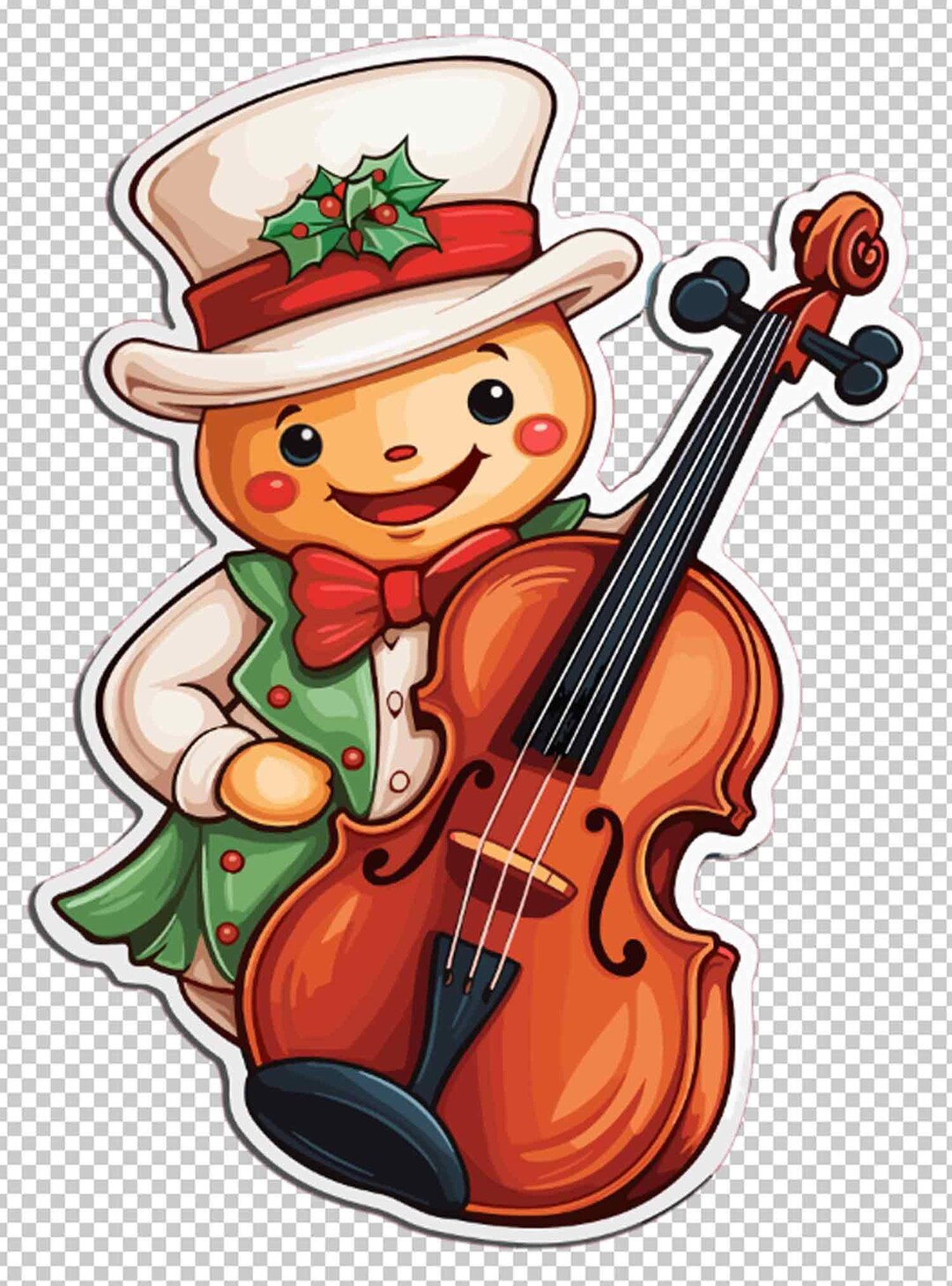 Gingerbread Figure With Cello Xmas Funny Sticker Sticker for Christmas ...