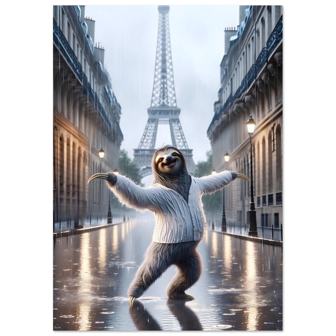 Dancing Sloth in Paris, Digital Art, Eiffel Tower, Dancing, Relaxation ...