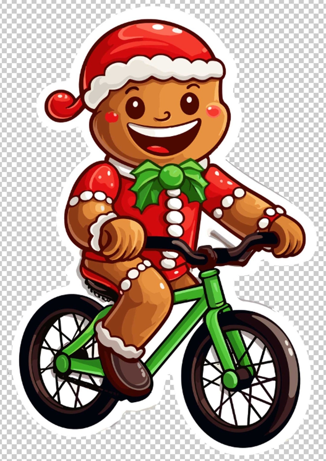 Gingerbread Figure on Bicycle Xmas | Funny Sticker for Christmas to ...