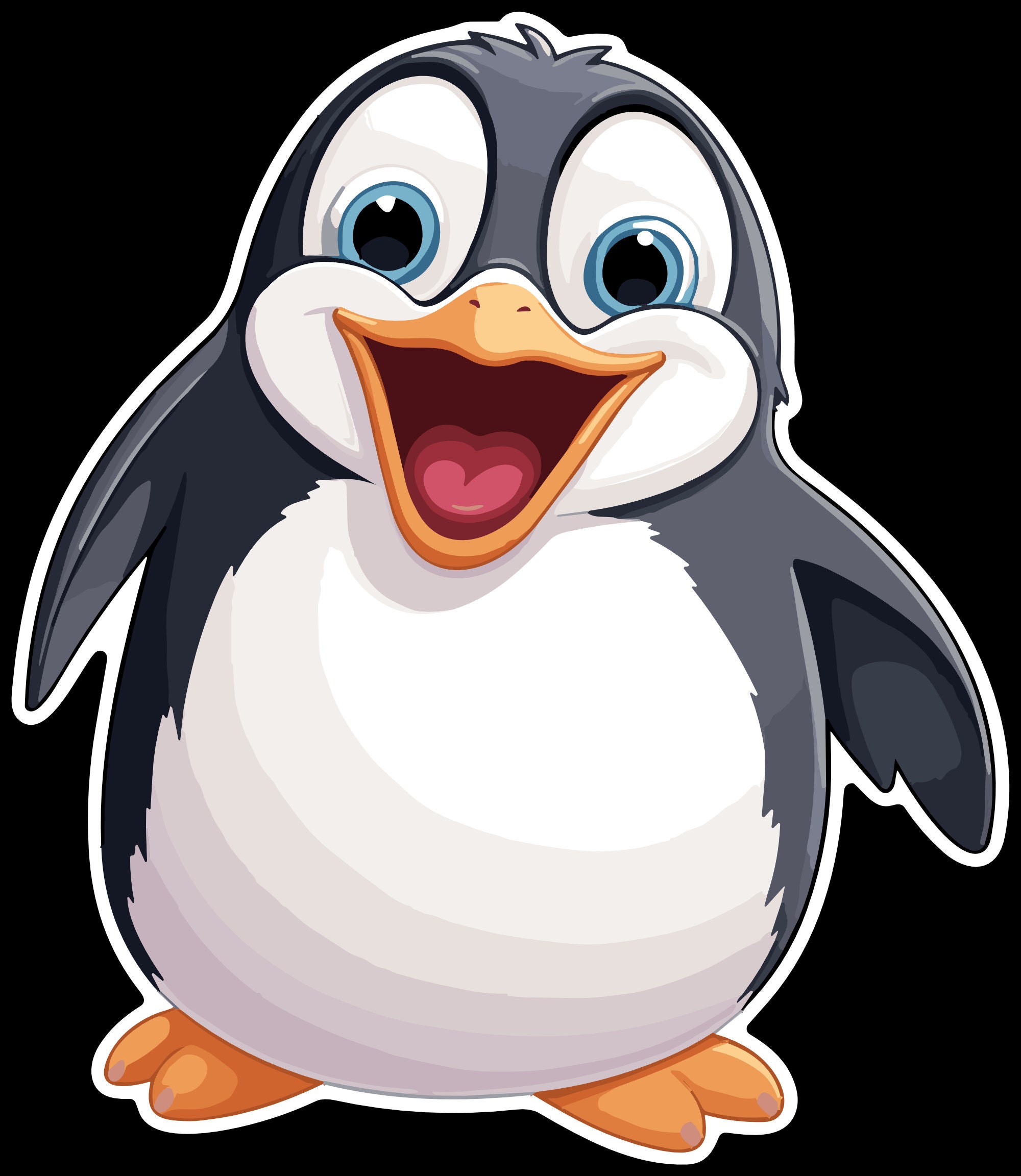 Digital Penguin Sticker, Laugh Happy, SVG & PNG, Notebook Scrapbooks ...