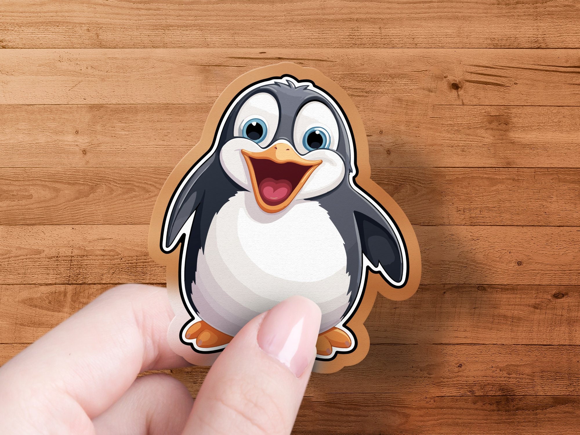 Digital Penguin Sticker, Laugh Happy, SVG & PNG, Notebook Scrapbooks ...