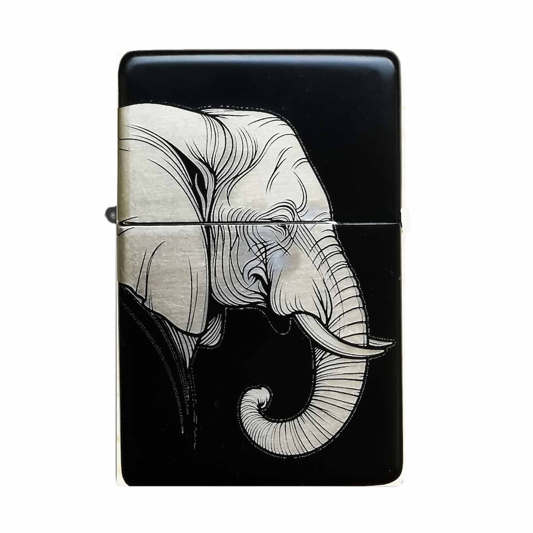 Elephant Lighter With Custom Engraving - Elephant Head Line Art ...