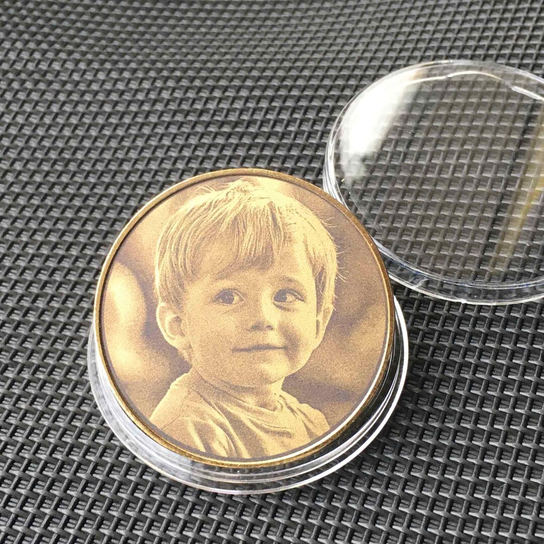 Personalized Brass Photo Coin Laser Engraved With Photo and Text as a ...