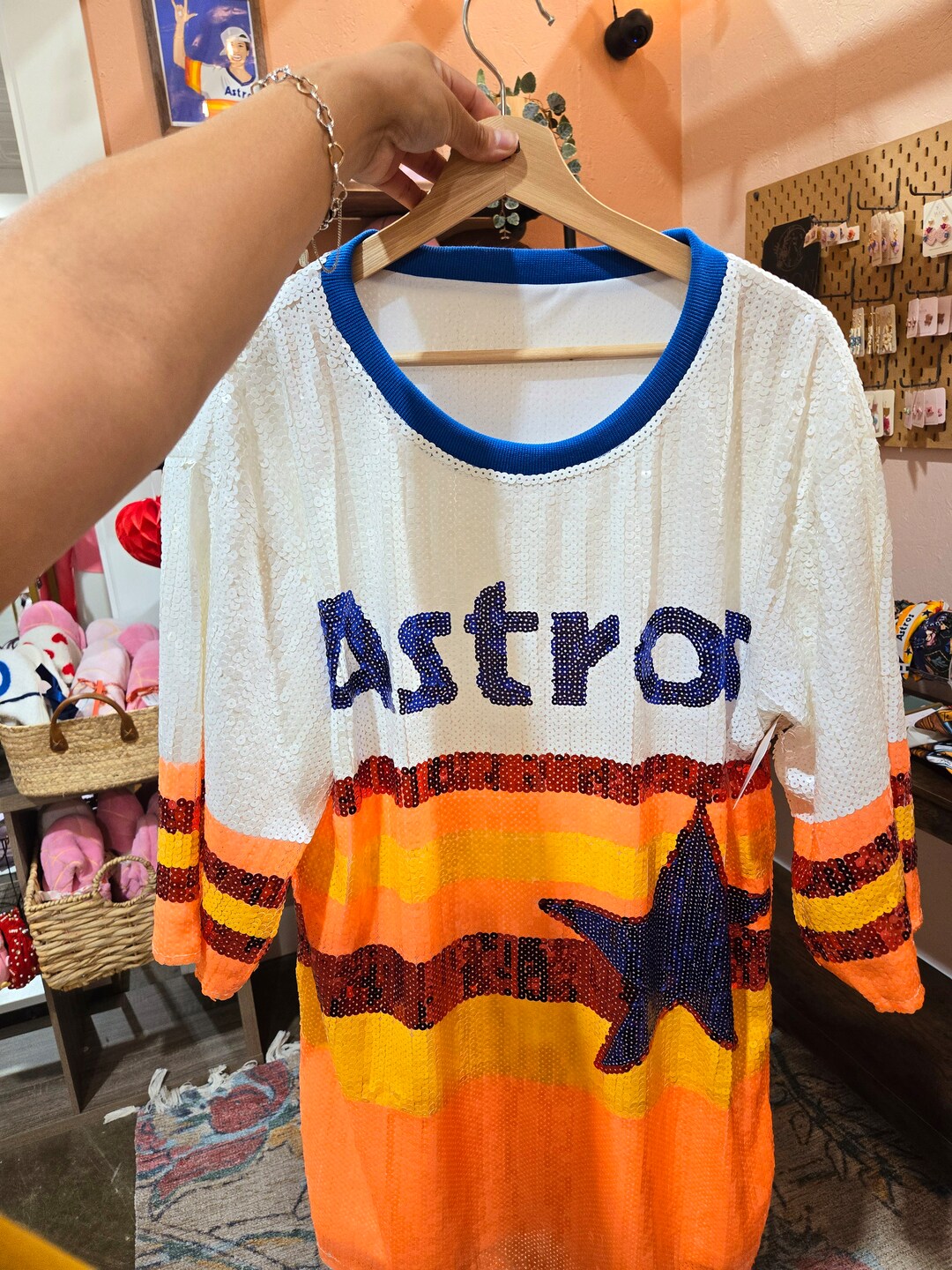 Astros Sequin Shirt Dress - Etsy