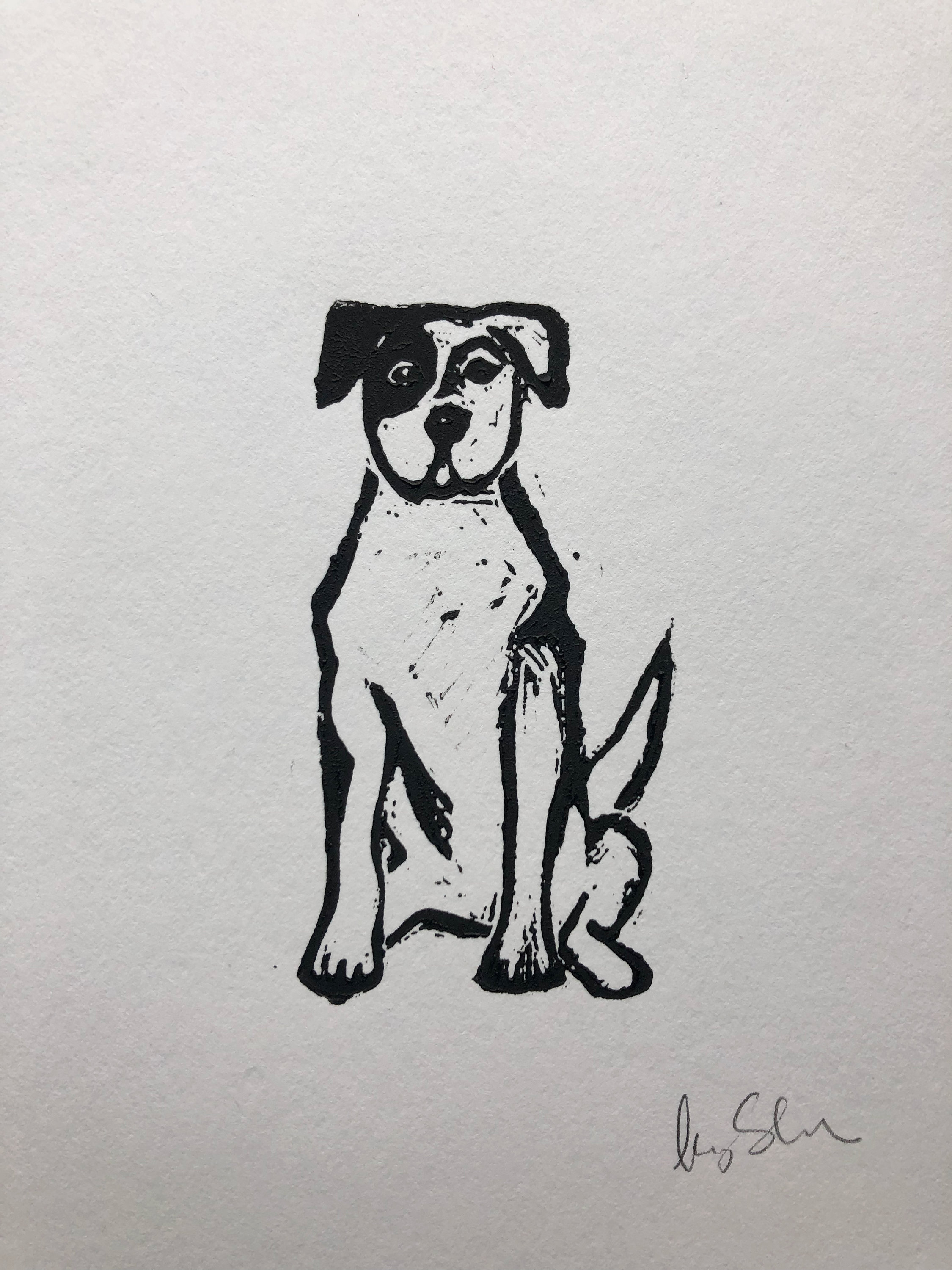 Dog Original Art Linoblock Print Hand Carved Hand Printed Minimalistic ...