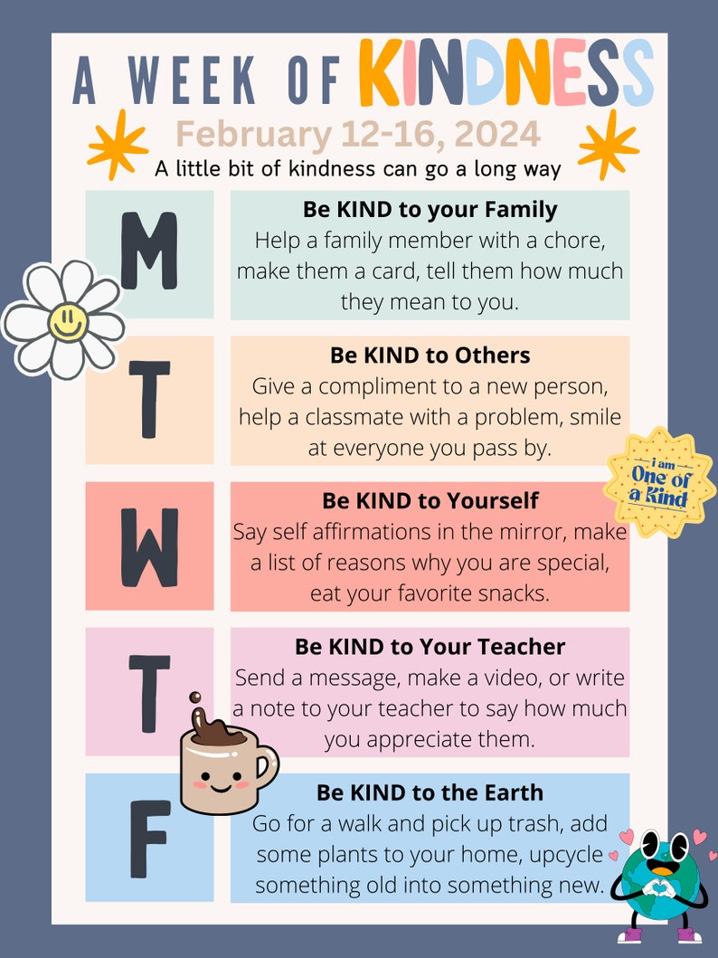 Kindness Week Printable for School or Home updated - Etsy UK