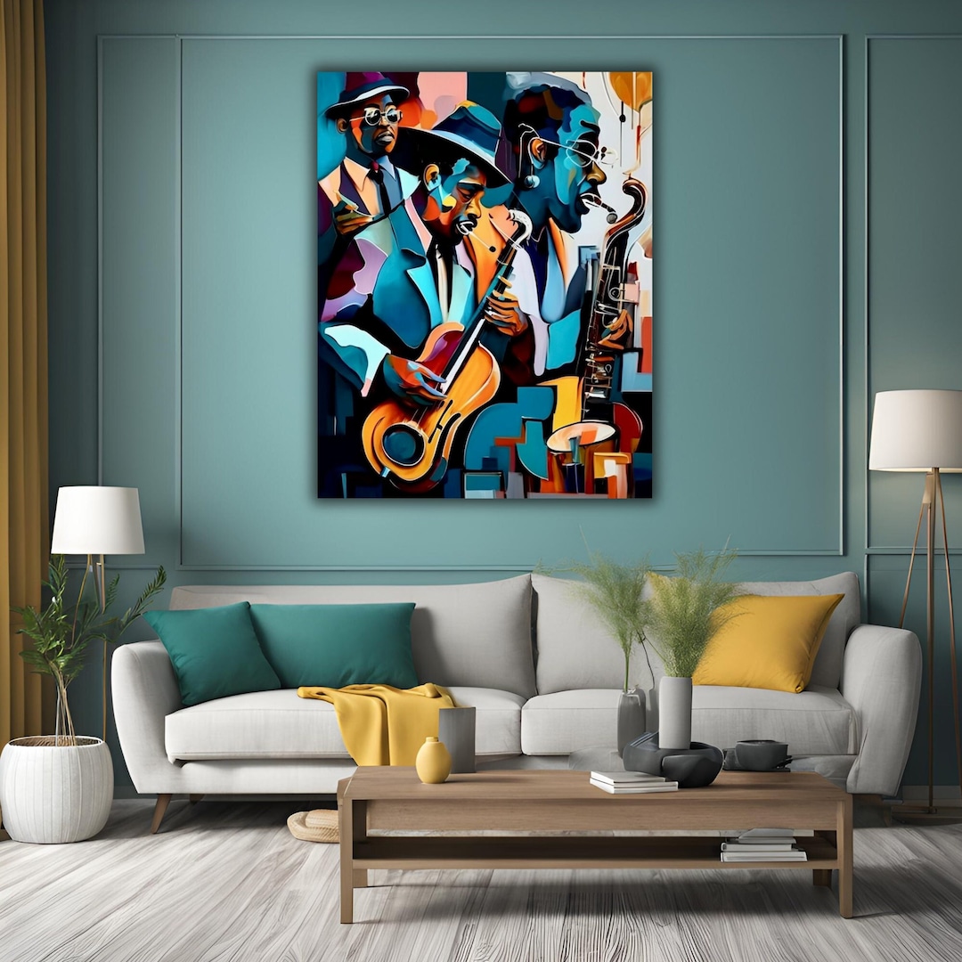 Jazz Music Themed Art Canvas Wall Art Print Colorful Abstract Soulful ...