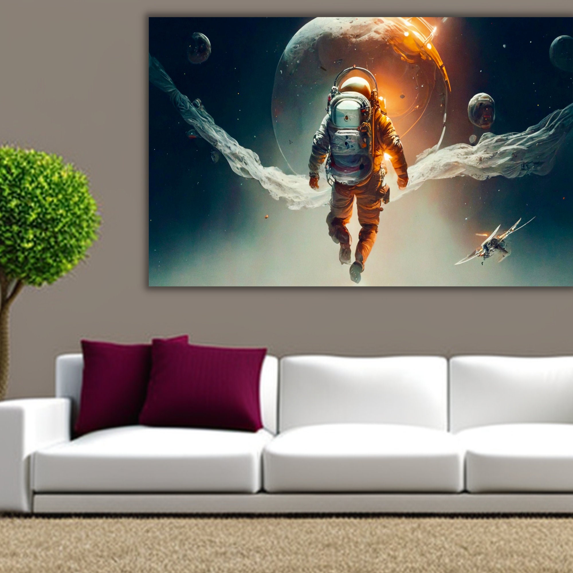 Space Canvas Wall Art Leap in Space Wall Art Astronaut in Space Wall ...
