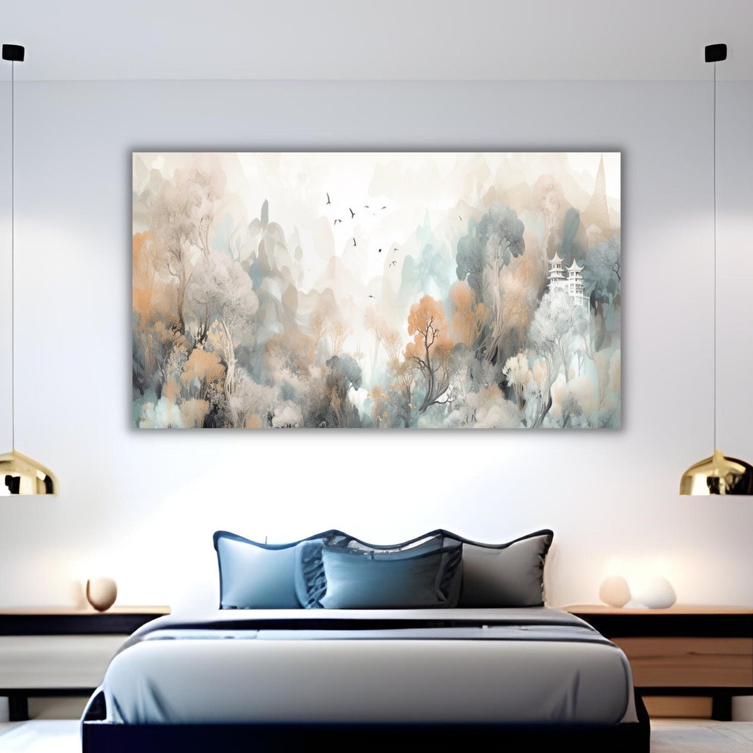 Abstract Enchanted Cold Forest White Castle Light Tone Nature Landscape ...