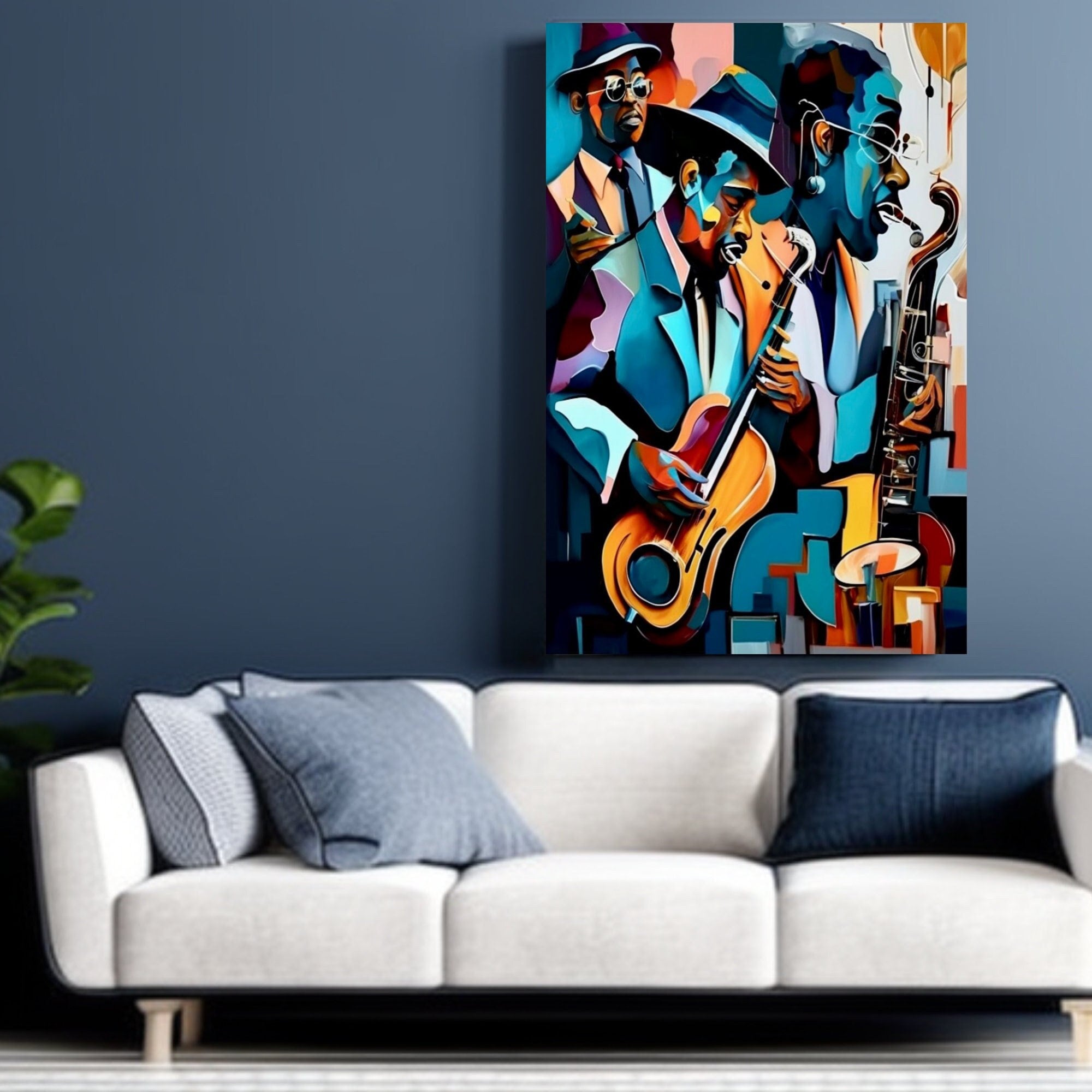 Jazz Music Themed Art Canvas Wall Art Print Colorful Abstract Soulful ...