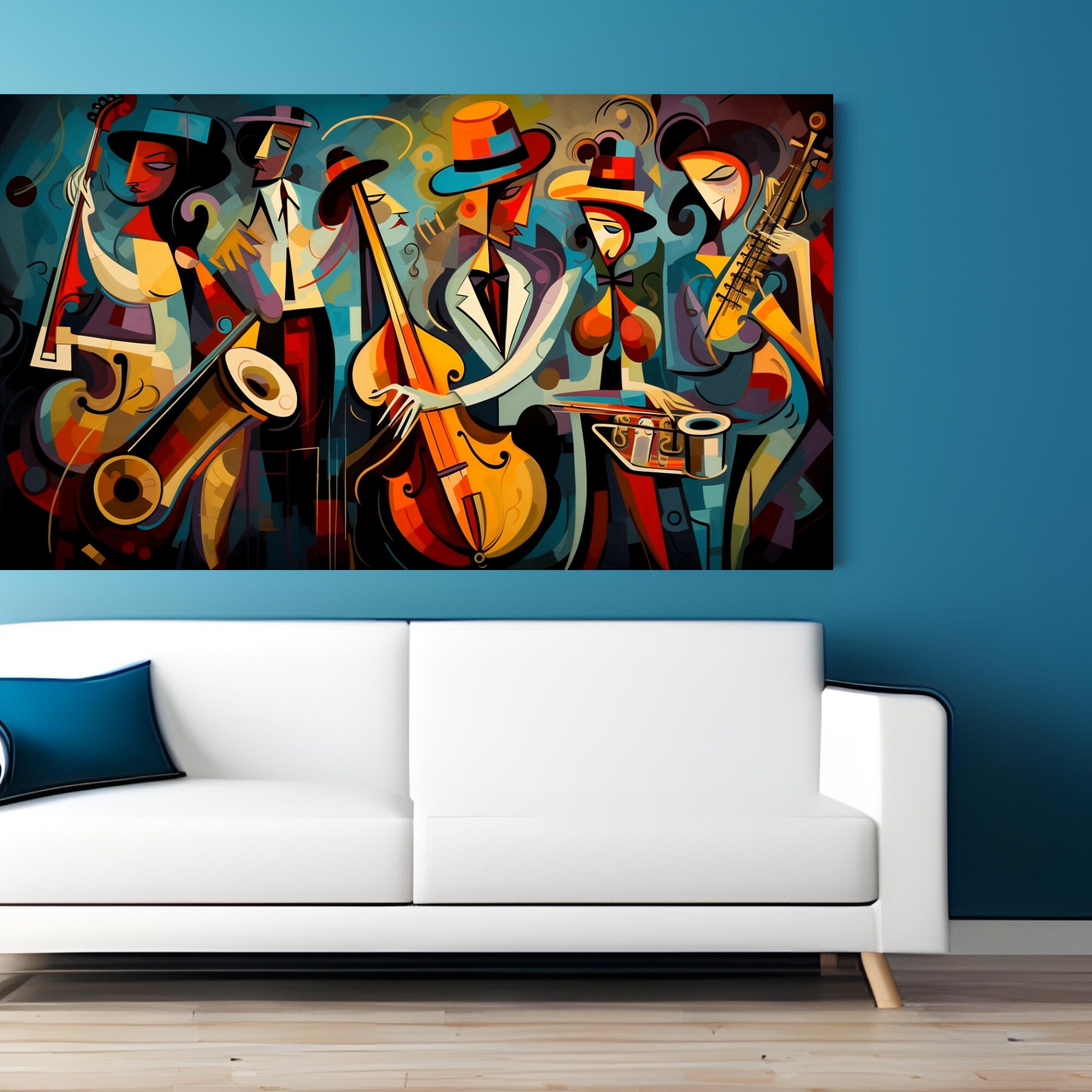 Abstract Jazz Theme Art Music Afro-american Style Art Jazz Wall Art ...