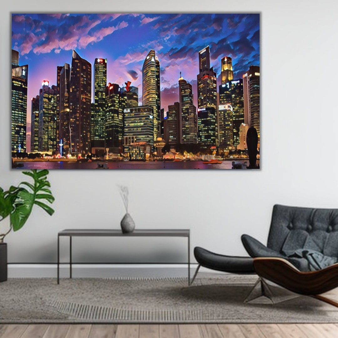 Cityscape Canvas Print Skyline Wall Art Large Print Canva Wall Art ...
