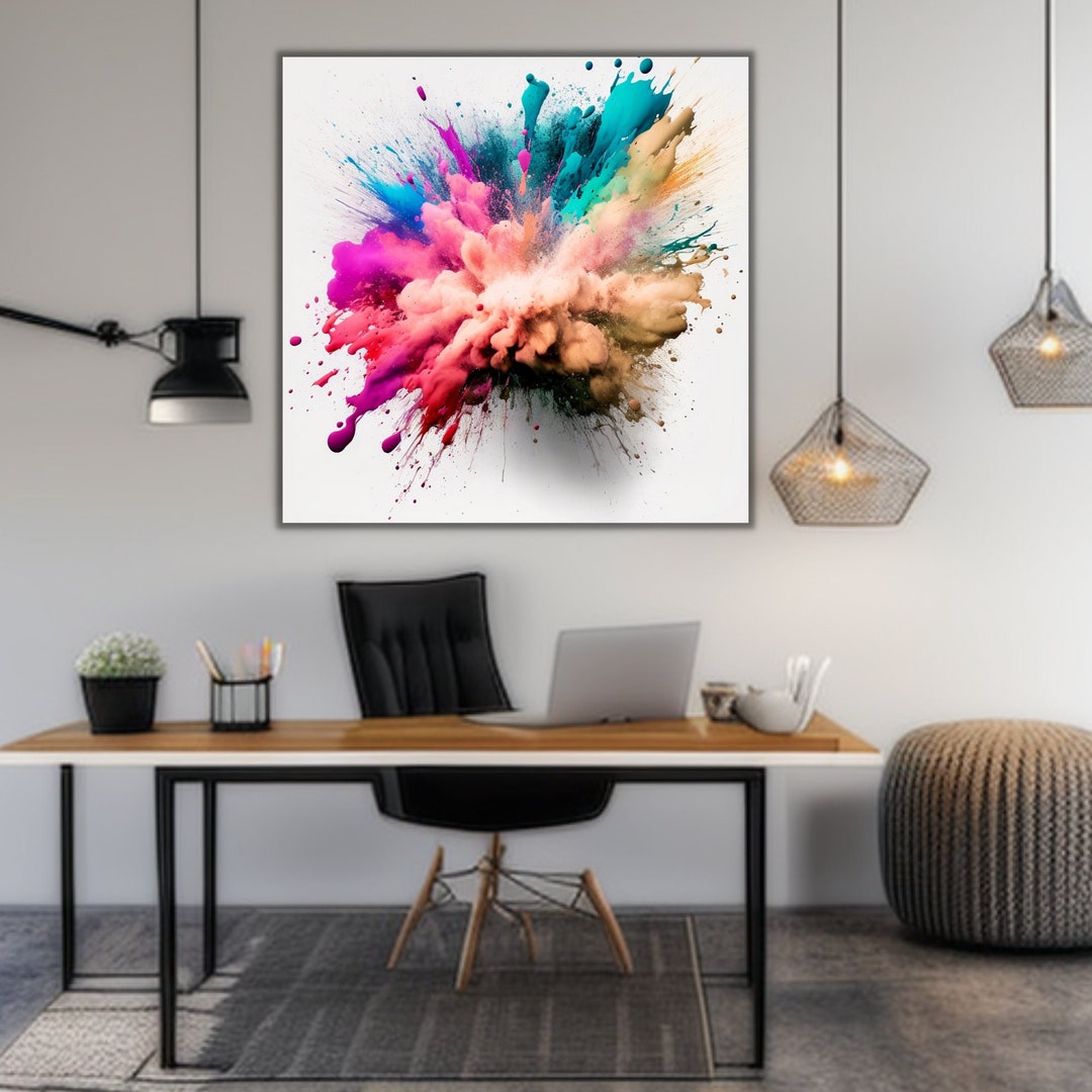Powder Explosion Wall Art Canvas Vibrant Colour Explosion Powder Splash ...
