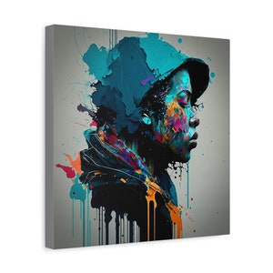Graffiti Art Woman Profile Canvas Wall Art | Urban Style Art | Woman's ...