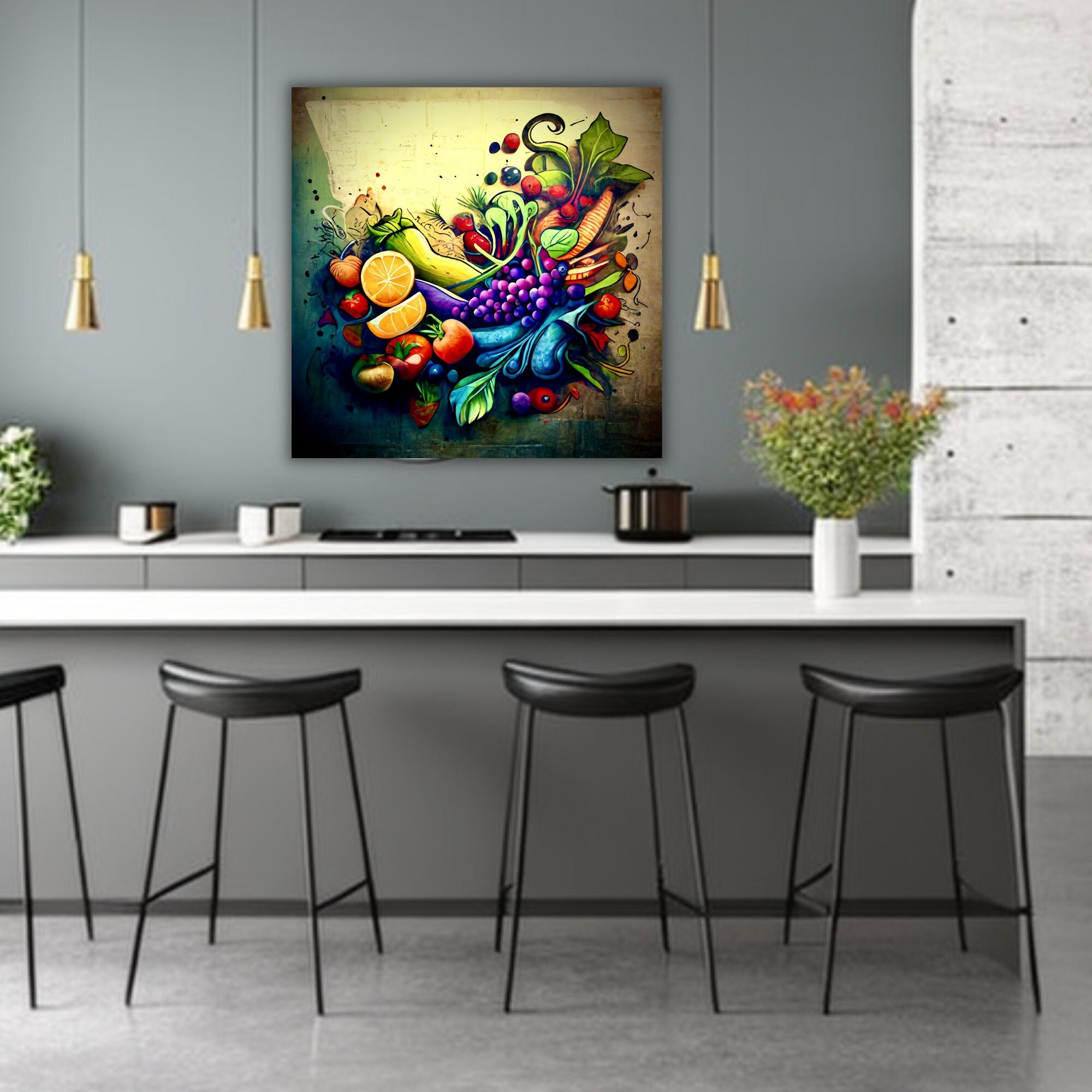 Fruits & Vegetables II Canvas Wall Art Print | Graffiti Art | Kitchen ...
