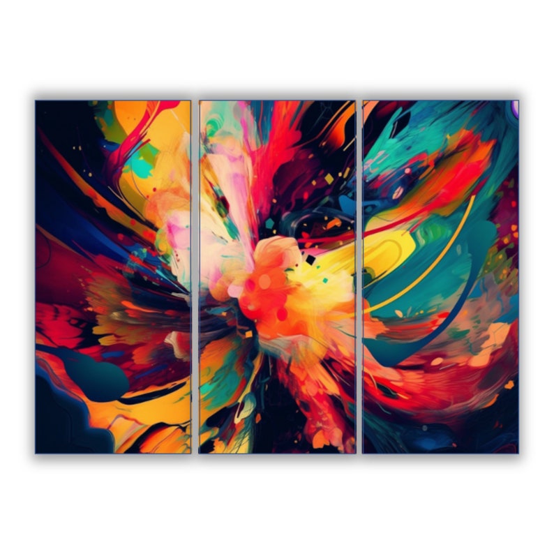 Colorful Abstract Art Canvas Wall Art Multi Panel Set Vibrant Colors ...