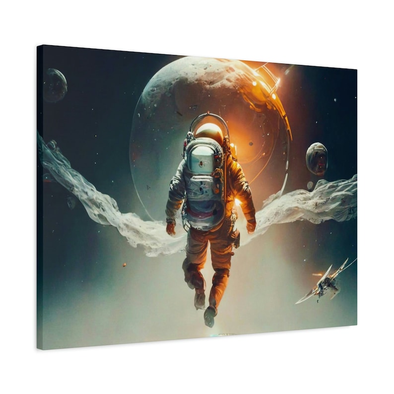 Space Wall Art Astronaut Moon Art Theme Deco Cool Large Canvas Outer ...