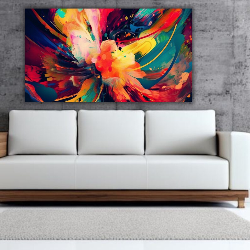 Colorful Abstract Art Canvas Wall Art Multi Panel Set Vibrant Colors ...