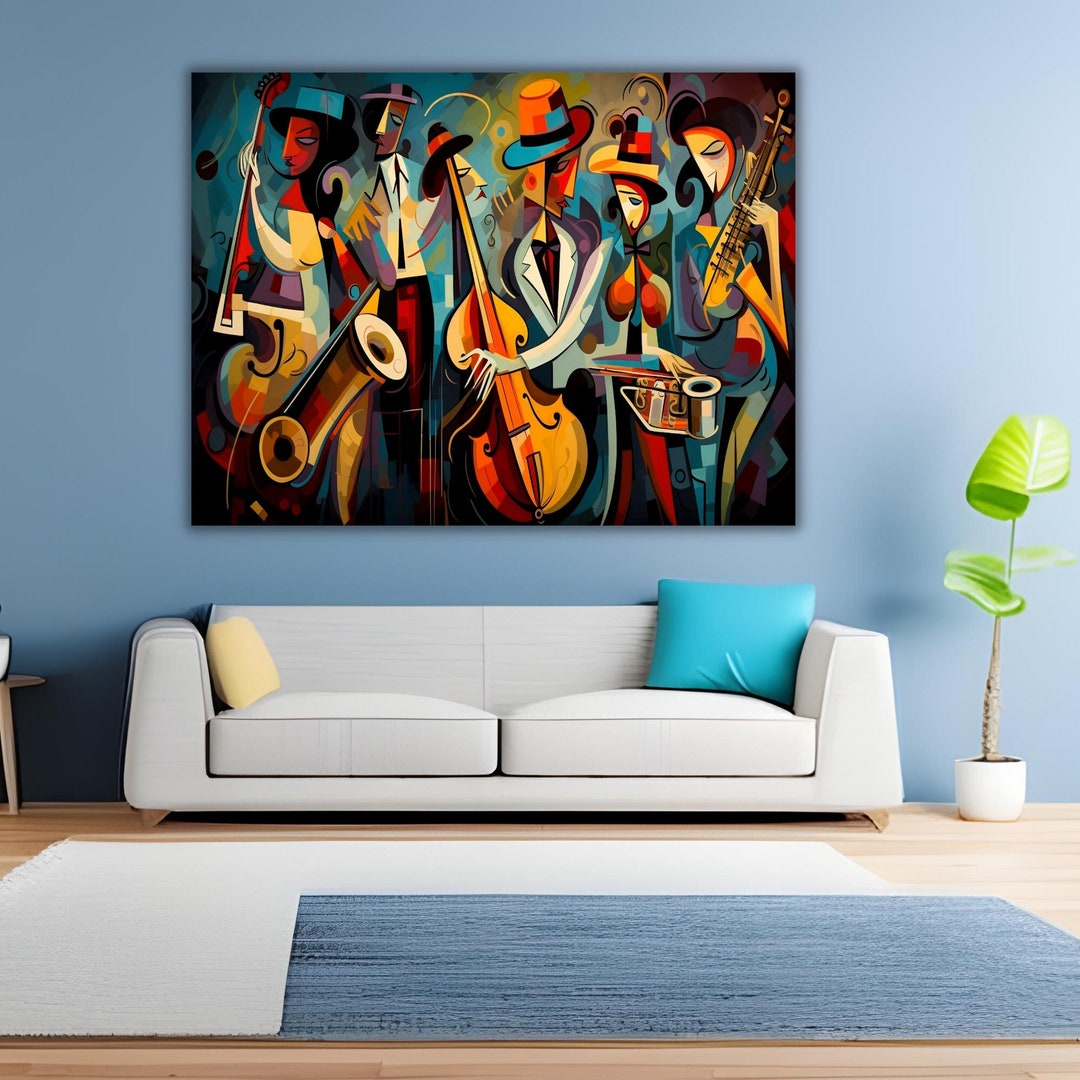 Abstract Jazz Theme Art Music Afro-american Style Art Jazz Wall Art ...