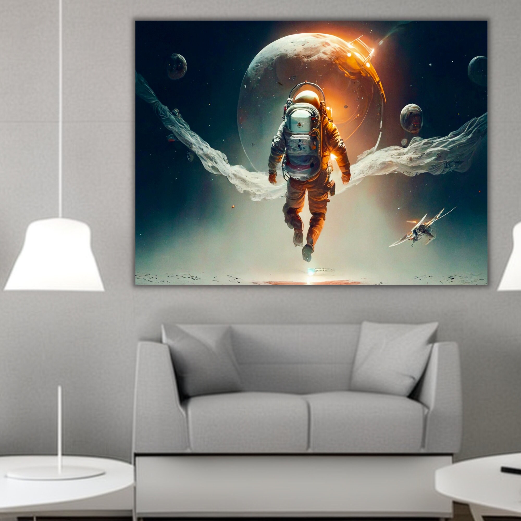 Space Canvas Wall Art Leap in Space Wall Art Astronaut in Space Wall ...