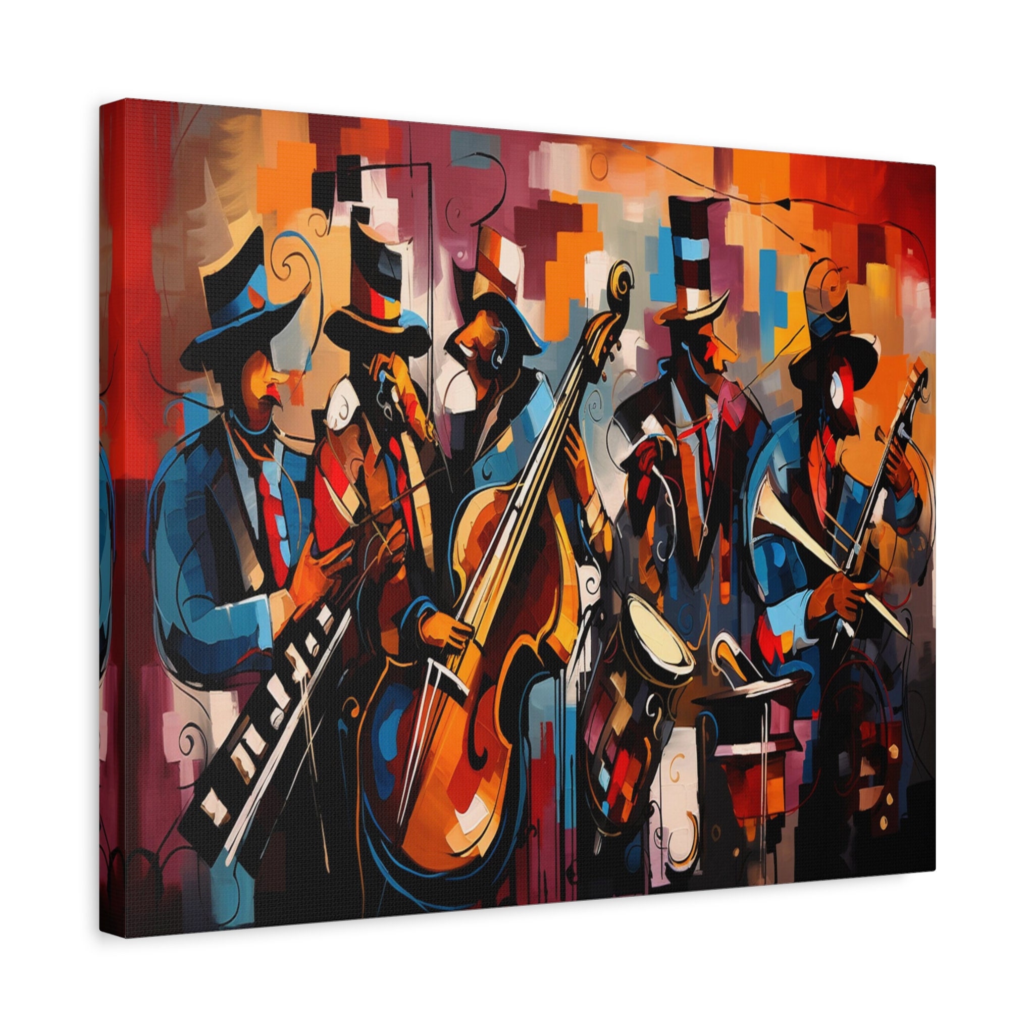 Jazz Art Band Wall Art Canvas, Abstract Music Theme Art, Vibrant Colors ...