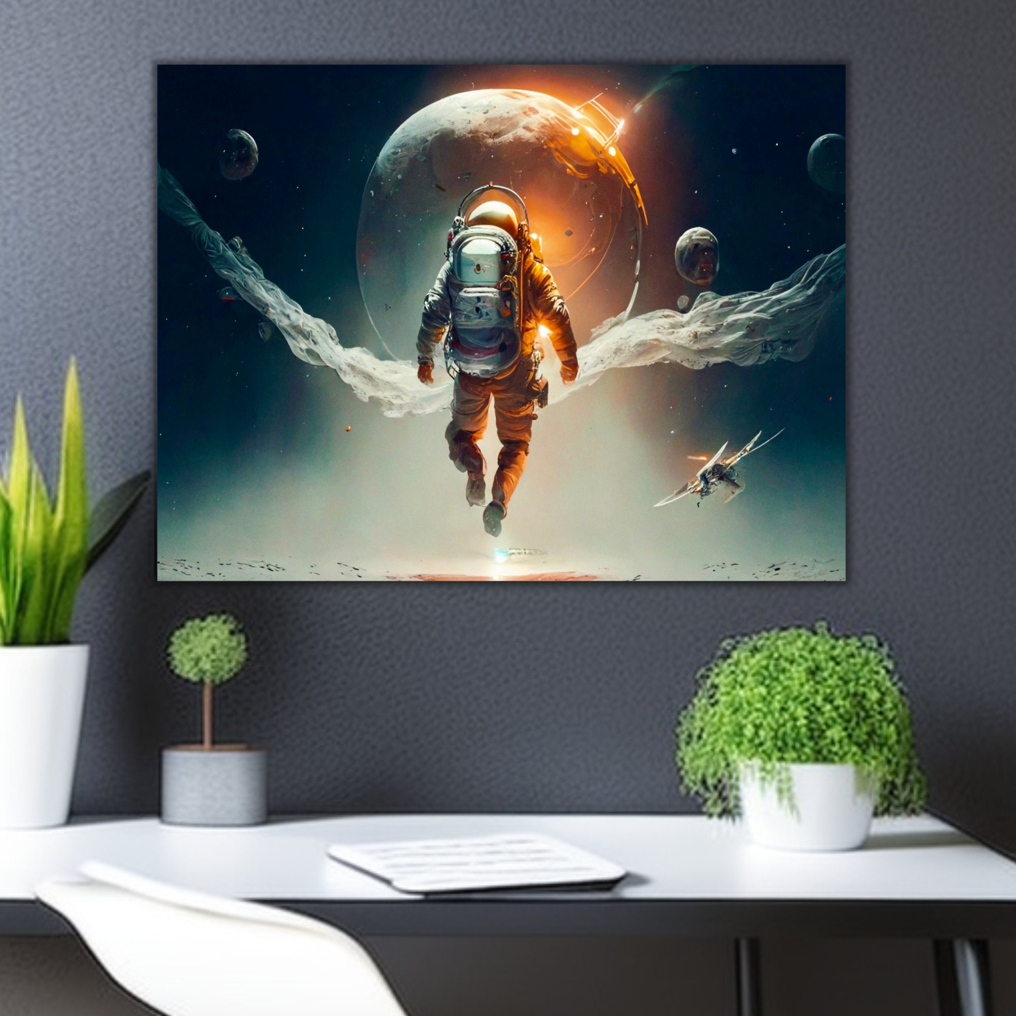 Space Canvas Wall Art Leap in Space Wall Art Astronaut in Space Wall ...