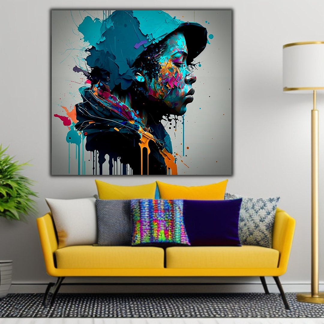 Graffiti Art Woman Profile Canvas Wall Art | Urban Style Art | Woman's ...