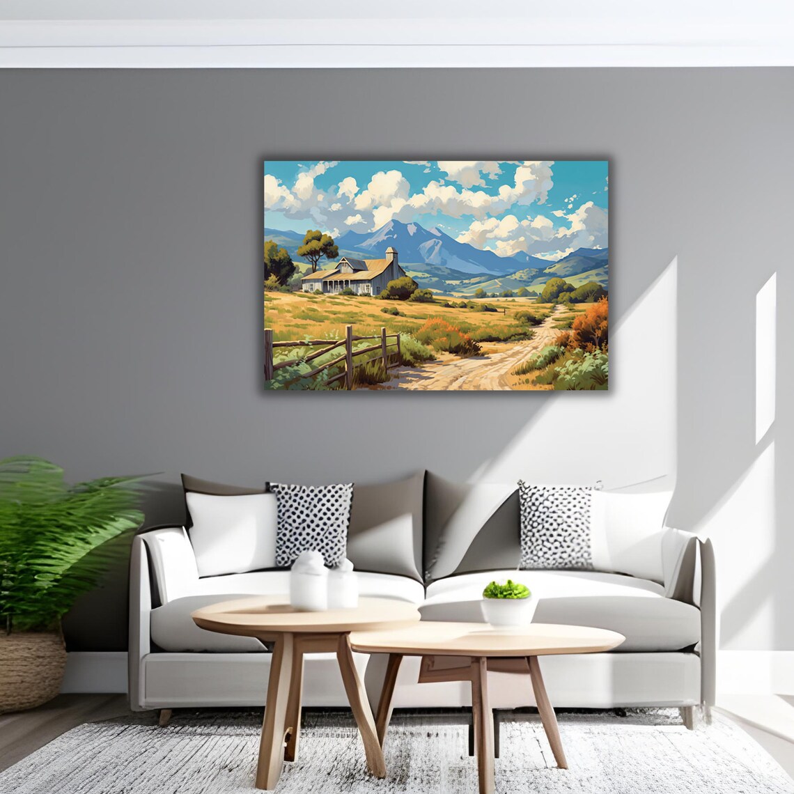 Countryside Landscape Paint by Numbers Style Wall Art Canvas PBN Style ...