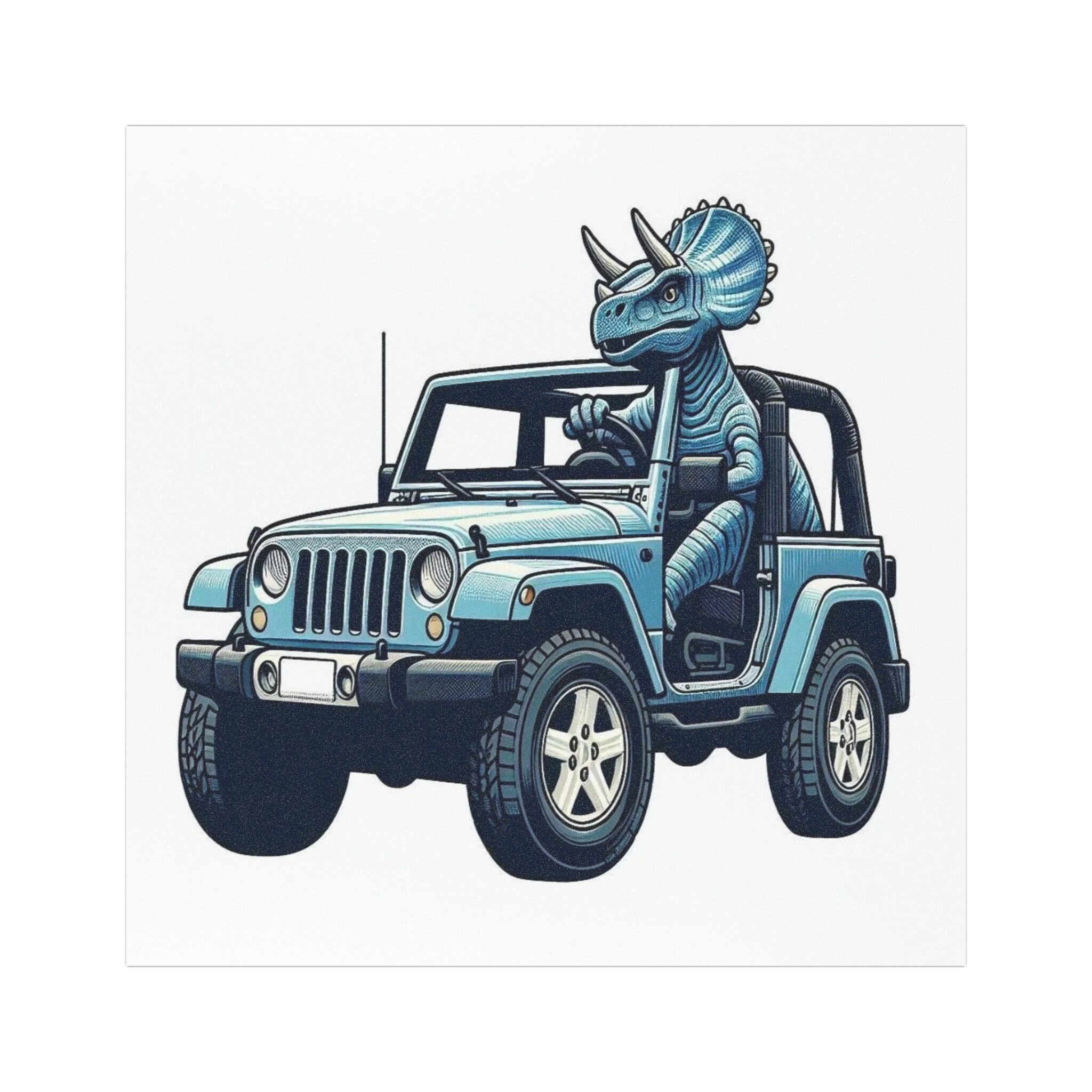 Blue Triceratops Driving a Jeep Car Magnets - Etsy