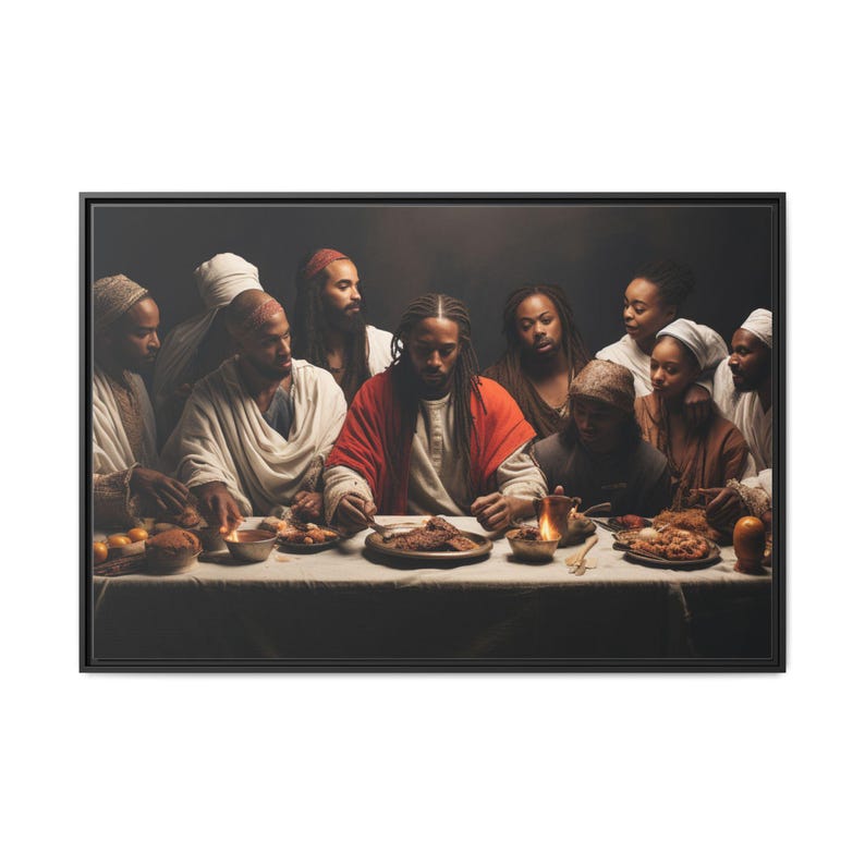 The Last Supper Canvas | African American Art Print | Black Jesus Wall ...