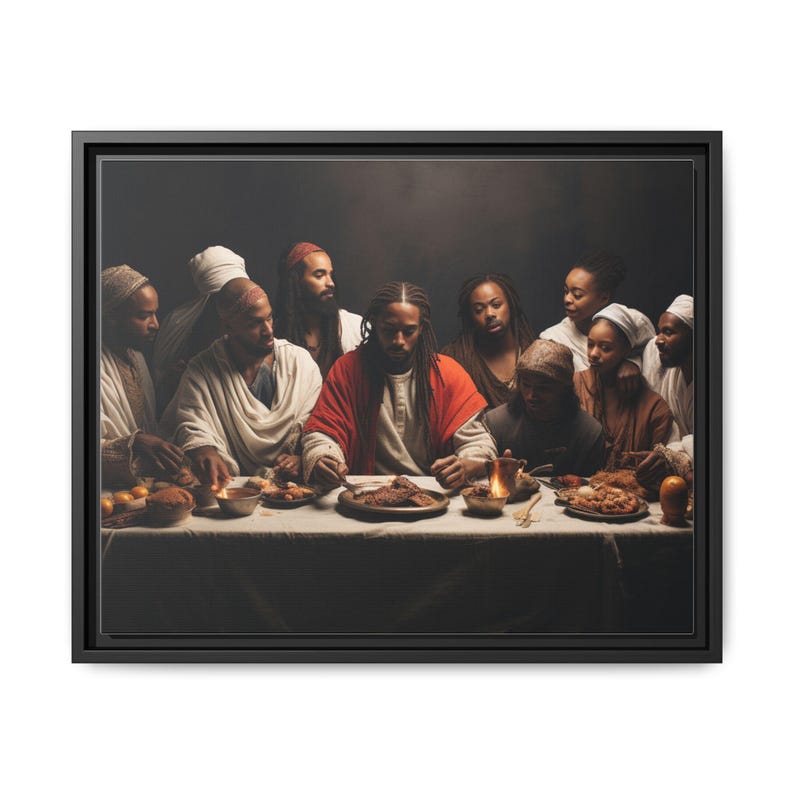The Last Supper Canvas | African American Art Print | Black Jesus Wall ...