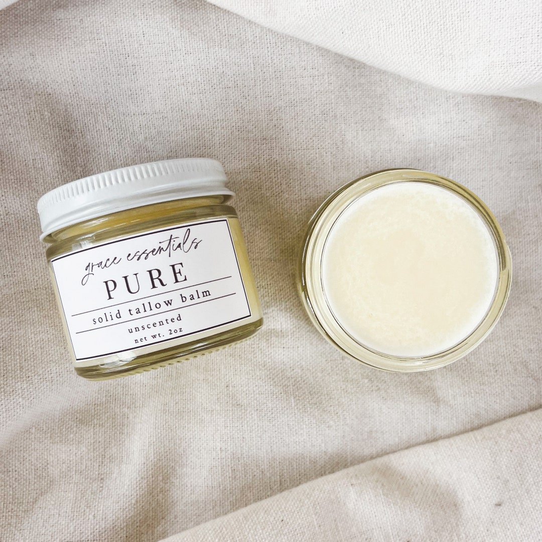 PURE Tallow Balm Ll Grass-fed & Finished Beef Suet Tallow Ll Unscented ...